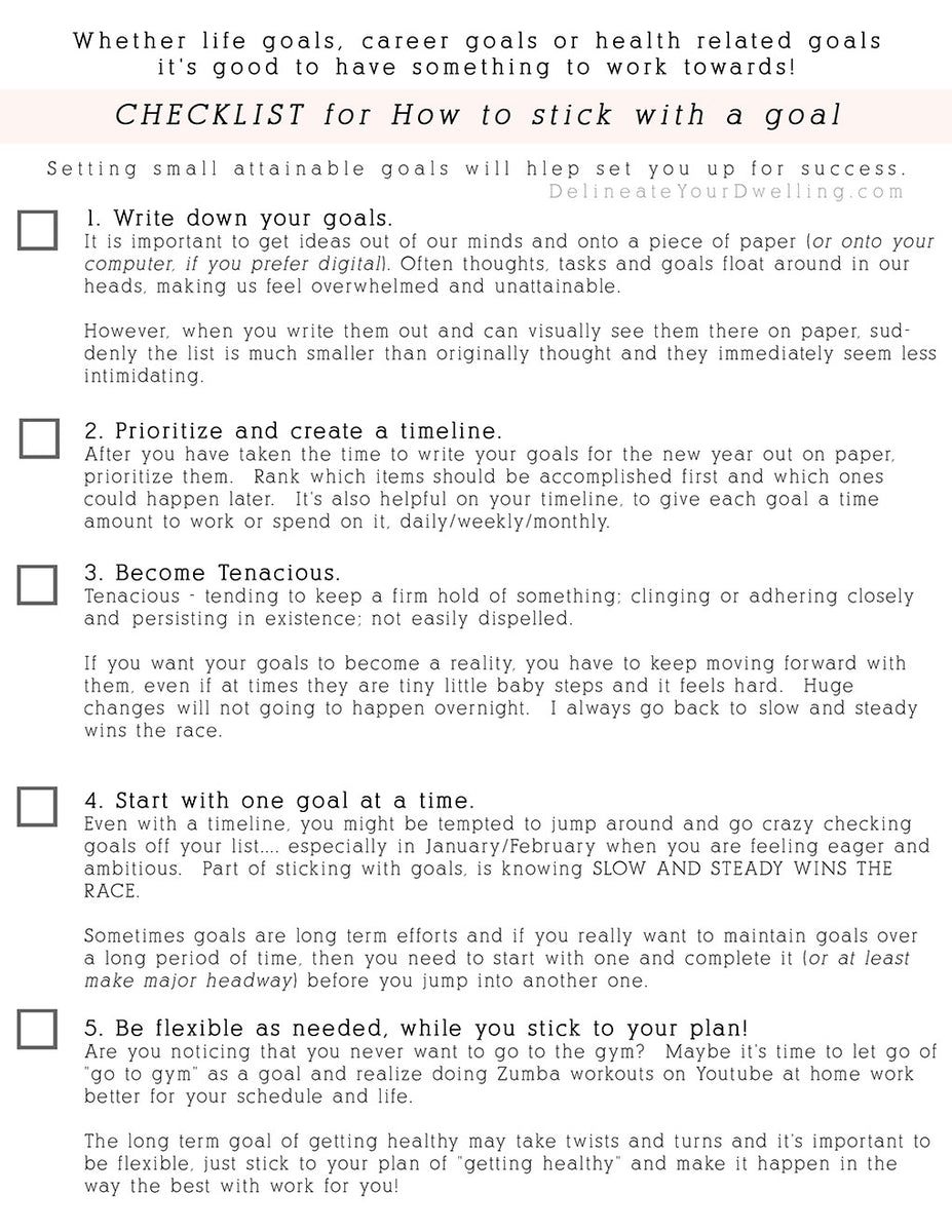 How to stick with a goal checklist – Delineate Your Dwelling